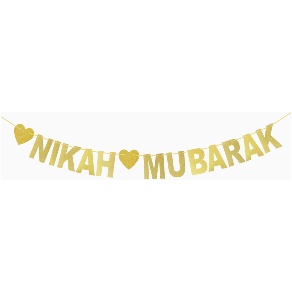 Nikah Mubarak Glitter Banner - Gold – SUHAYLA