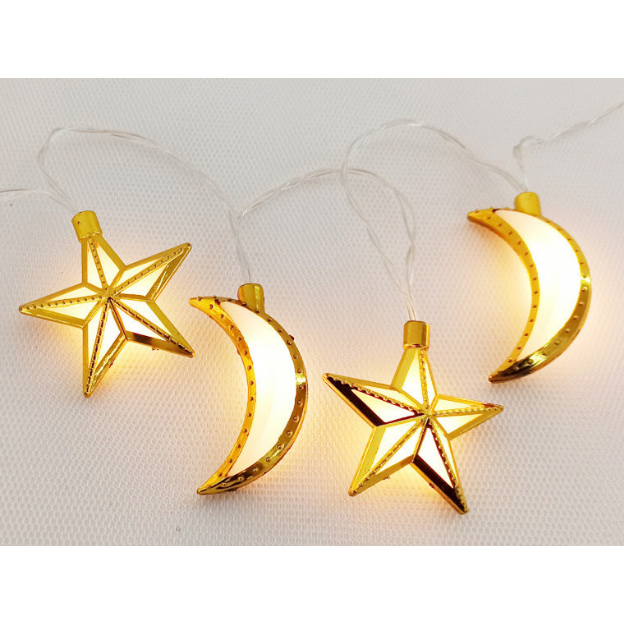 Moon & Star LED String Lights - White & Gold – SUHAYLA
